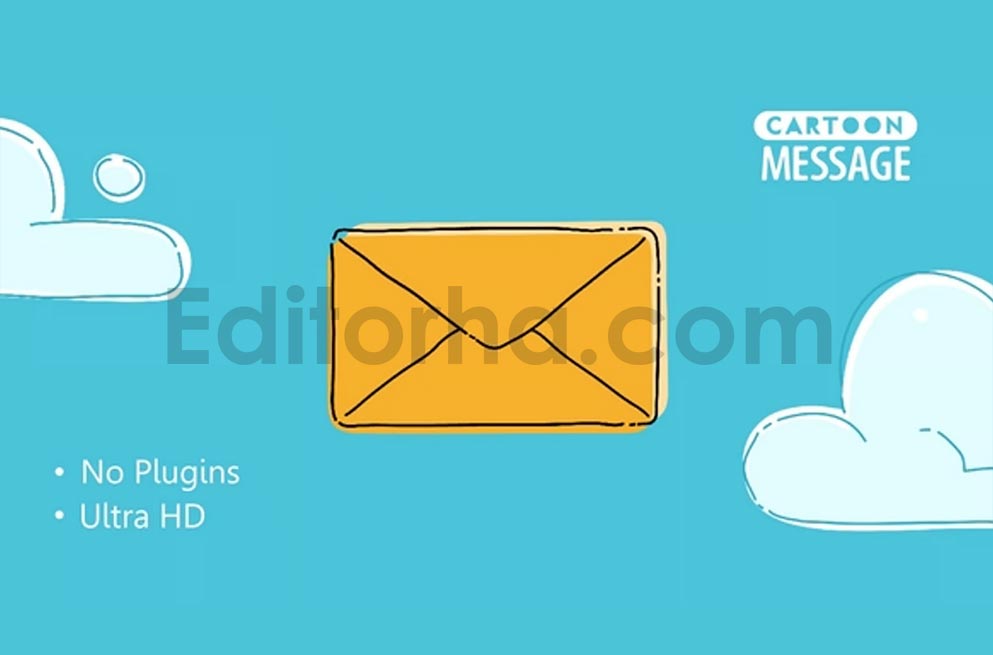 دانلود پروژه آماده افترافکت: انیمیشن پاکت نامه Cartoon Message - ادیتورها